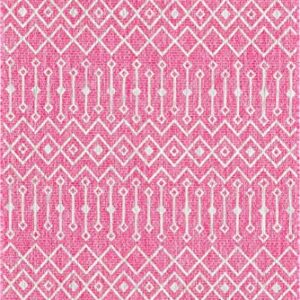 Unique Loom Outdoor Trellis Collection Area Rug - Tribal Trellis (4' 1" x 6' 1" Rectangle, Fuschia/ Gray)