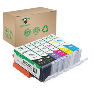 supricolor pgi-280xxl cli-281xxl ink cartridges, replacement ink for pgi 280 xxl cli 281 xxl 6 color (1pgbk 1black 1cyan 1magenta 1yellow 1photo blue) use with pixma ts8120 ts8220 ts9120