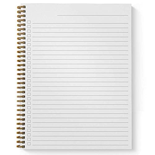 Softcover Classic Floral Get Stuff Done 8.5" x 11" Motivational Spiral Notebook/Journal, 120 Checklist Pages, Durable Gloss Laminated Cover, Gold Wire-o Spiral. Made in the USA