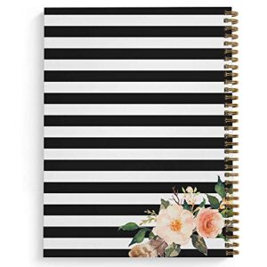 Softcover Classic Floral Get Stuff Done 8.5" x 11" Motivational Spiral Notebook/Journal, 120 Checklist Pages, Durable Gloss Laminated Cover, Gold Wire-o Spiral. Made in the USA