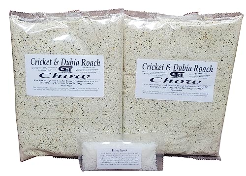 G&T Country Living Cricket Food and Dubia Roach Chow/Feed (2 Lbs.) - (1 Oz.) Packet of Water Gel Crystals - Premium Food to Raise Your Feeder Crickets and Dubia Roaches