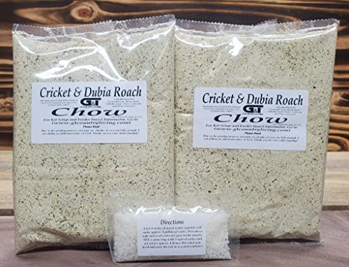 G&T Country Living Cricket Food and Dubia Roach Chow/Feed (2 Lbs.) - (1 Oz.) Packet of Water Gel Crystals - Premium Food to Raise Your Feeder Crickets and Dubia Roaches