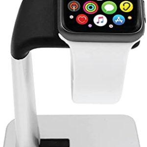 Macally Apple Watch Stand for Series Ultra, 9, 8, 7, 6, 5, 4, 3, 2, 1, SE (44mm, 42mm, 40mm, 38mm) - Sleek Nightstand for Apple Watch Charger Stand Dock Holder - Sleek iWatch Charging Station - Silver