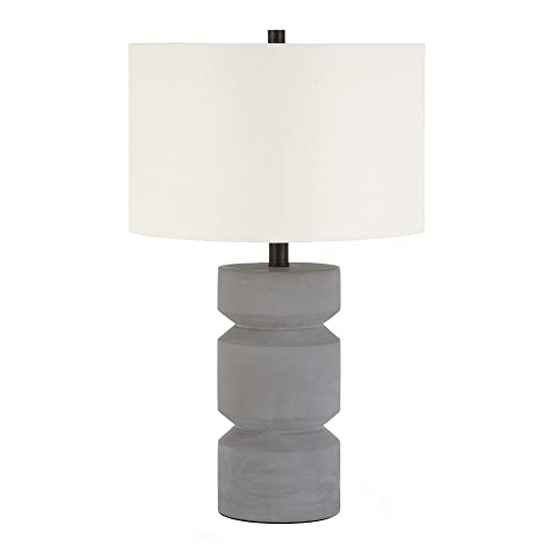 Reyna 23.5" Tall Table Lamp with Fabric Shade in Concrete/White