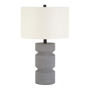 Reyna 23.5" Tall Table Lamp with Fabric Shade in Concrete/White