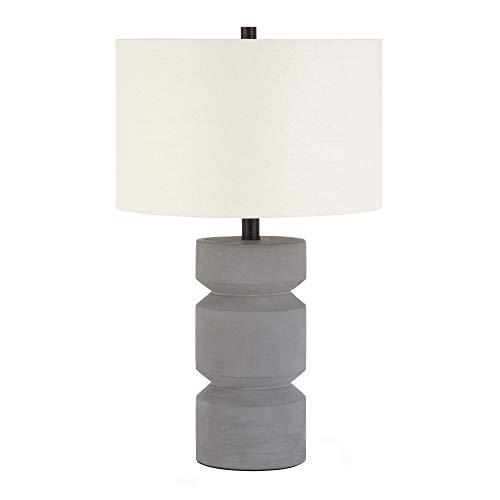 Reyna 23.5" Tall Table Lamp with Fabric Shade in Concrete/White