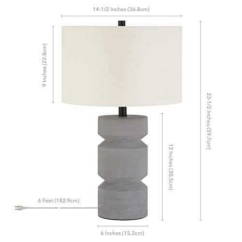 Reyna 23.5" Tall Table Lamp with Fabric Shade in Concrete/White