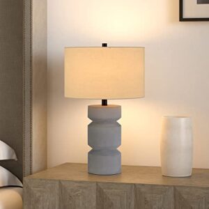 Reyna 23.5" Tall Table Lamp with Fabric Shade in Concrete/White