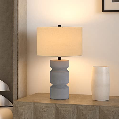 Reyna 23.5" Tall Table Lamp with Fabric Shade in Concrete/White