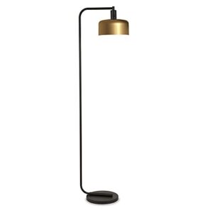 Cadmus 57" Tall Floor Lamp with Metal Shade in Blackened Bronze/Brass/Brass