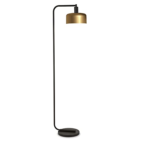 Cadmus 57" Tall Floor Lamp with Metal Shade in Blackened Bronze/Brass/Brass