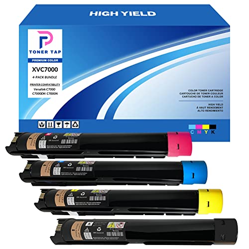 Toner Tap HIGH Yield for Versalink C7000DN C7000N (4-Pack Bundle) 106R03757 106R03758 106R03759 106R03760 Remanufactured Color Cartridges