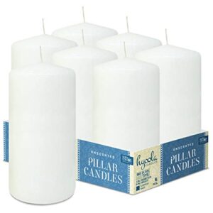 HYOOLA White Pillar Candles 3x6 Inch - Unscented Pillar Candles - 6-Pack - European Made