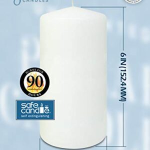 HYOOLA White Pillar Candles 3x6 Inch - Unscented Pillar Candles - 6-Pack - European Made