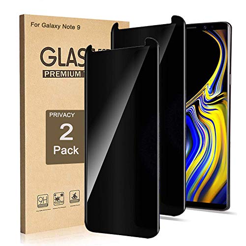 SURBUID (2 Pack) Galaxy Note 9 Screen Protector Privacy Tempered Glass, 3D Curved Edge [Not Full Coverage] Easy Install Anti Spy/Scratch 9H Hardness Case Friendly Shield Compatible Note 9