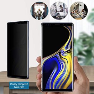 SURBUID (2 Pack) Galaxy Note 9 Screen Protector Privacy Tempered Glass, 3D Curved Edge [Not Full Coverage] Easy Install Anti Spy/Scratch 9H Hardness Case Friendly Shield Compatible Note 9