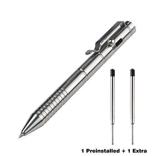 SMOOTHERPRO Titanium Bolt Action Pen with Tungsten Side for Business Office Signature EDC Pocket Design Color Natural (Ti598)