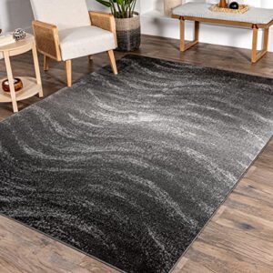 nuLOOM Julene Abstract Waves Area Rug, 5' Round, Grey