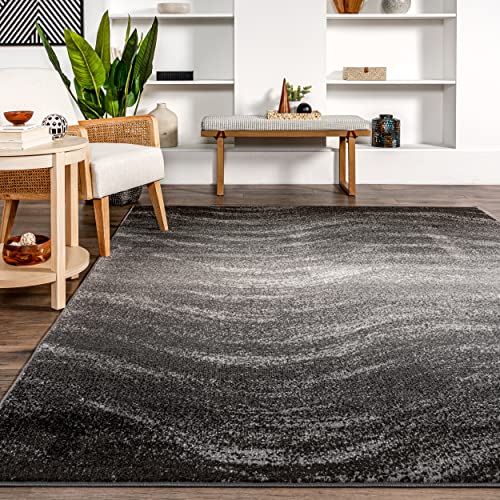 nuLOOM Julene Abstract Waves Area Rug, 5' Round, Grey