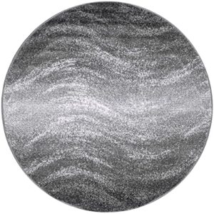 nuLOOM Julene Abstract Waves Area Rug, 5' Round, Grey