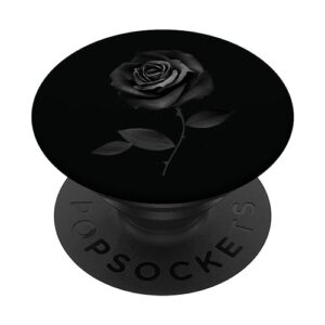 beautiful black rose flower silhouette popsockets popgrip: swappable grip for phones & tablets popsockets standard popgrip