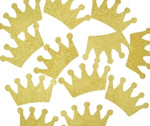 crown confetti 12pcs 4.7 inches centerpieces cute tags for baby shower decorations little prince birthday party supplies 1st birthday princess theme table decor (gold glitter)