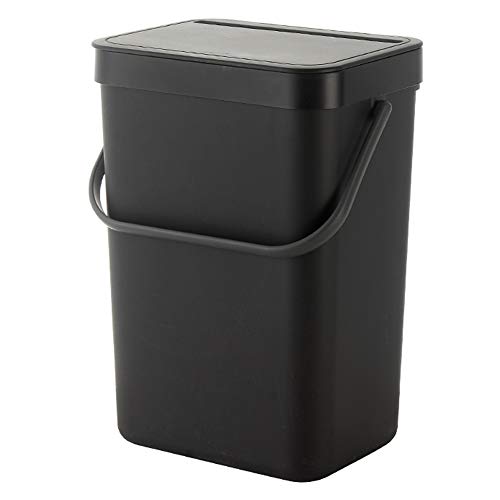 Aowufan Creative Wall-Mounted Trash Can Household Portable Trash Bins Living Room Kitchen Bathroom Hanging Storage Bucket (Black, 12L)