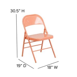 Flash Furniture Metal Folding Chairs, 2 Pack, Sedona Coral