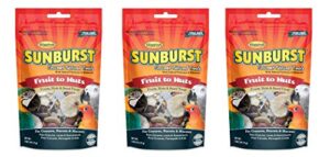 higgins 3 pack of sunburst gourmet natural bird treats, 5 ounces each, fruits to nuts flavor, for conures parrots and macaws