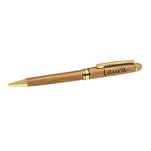 Custom Personalized Maple, Bamboo, Rosewood, Wood Ball Point Pen - Engraved and Monogrammed (Bamboo)