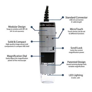 Dino-Lite USB Digital Microscope AF3113T - 0.3MP, 20x - 220x Optical Magnification, Measurement, WF-20 Compatible