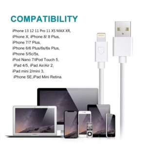 iPhone Charger, 4Pack 6FT Lightning to USB Charging Cable Cord Compatible with iPhone 13 12 11 Pro 11 XS MAX XR X 8 8Plus 7 7Plus 6 6Plus 6S 6SPlus 5 5S SE (S-06WH) 