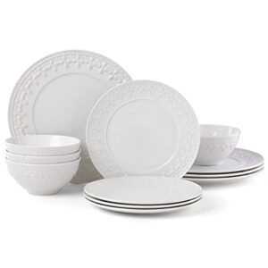 lenox white chelse muse fleur 12-piece set, 16.95 lb