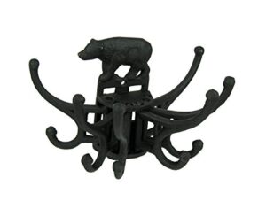 black cast iron rustic bear pivoting wall hook