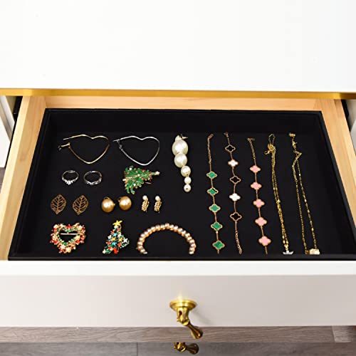 JETEHO Black Velvet Stackable Jewelry Tray Showcase Display Stackable Necklace Bracelet Ring Showcase Display Empty Plate