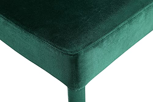 Iconic Home Leverett Dining Chair Upholstered Oval Back Armless Design Velvet Wrapped Wood Gold Tone Metal Tipped Legs (Set of 2) Modern Contemporary, Green