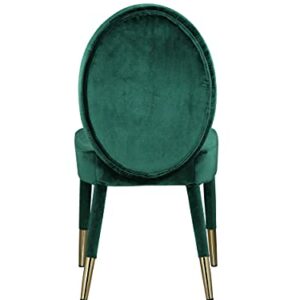 Iconic Home Leverett Dining Chair Upholstered Oval Back Armless Design Velvet Wrapped Wood Gold Tone Metal Tipped Legs (Set of 2) Modern Contemporary, Green