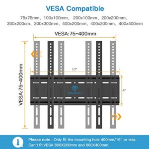 PERLESMITH Fixed TV Wall Mount Bracket, Low Profile Design for Most 26-55 inch LED LCD OLED-4K Flat Screen TVs, Ultra Slim Fixed TV Mount with Max VESA 400x400mm up to 115lbs Fits 16 inch Wood Stud