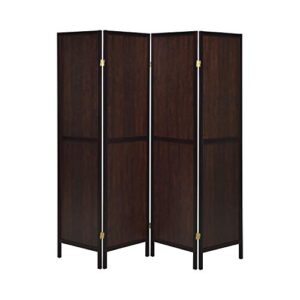 coaster furniture folding screen cappuccino 4-panel rustic tobacco 961414