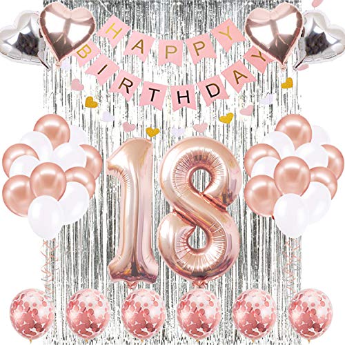 18th Birthday Decorations Banner Balloon, Happy Birthday Banner, 18th Balloons, Number 18 Balloons, 18 Years Old Birthday Decoration Supplies Sweet Eighteen Decorations