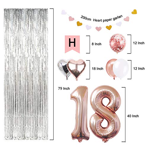 18th Birthday Decorations Banner Balloon, Happy Birthday Banner, 18th Balloons, Number 18 Balloons, 18 Years Old Birthday Decoration Supplies Sweet Eighteen Decorations