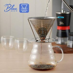 BLUE BREW BB1008 600 ML(20oz), Glass Coffee Server for Pour Over Coffee Maker, Heat Resistant Glass Coffee Carafe