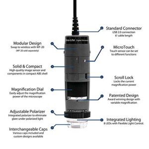 Dino-Lite USB Digital Microscope AF4115ZT - 1.3MP, 20x - 220x Optical Magnification, Measurement, Polarized Light, WF-20 Compatible