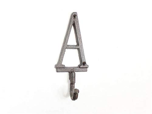 Hampton Nautical Cast Iron Letter A Alphabet Wall Hook 6" - Door Decor - Decorative Cast Iron