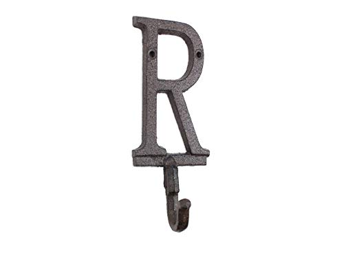 Hampton Nautical Cast Iron Letter R Alphabet Wall Hook 6" - Cast Iron Decor - Cast Iron Home Dec