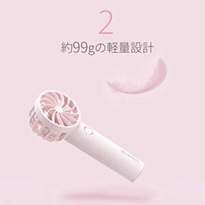 Minihead Fan Pro (Pink) - Mini Handheld Fan, 24-Hour Battery, lightweight 0.22lbs(99g), Pocket-Sized, Strong Airflow, Must-Have Item For Summer, Turbo Mode + 3 Wind Settings