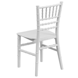 EMMA + OLIVER Child’s All Occasion White Resin Chiavari Chair for Home or Home Based Rental Business