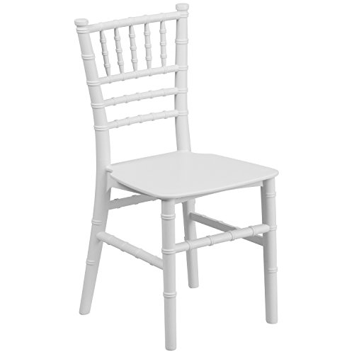 EMMA + OLIVER Child’s All Occasion White Resin Chiavari Chair for Home or Home Based Rental Business