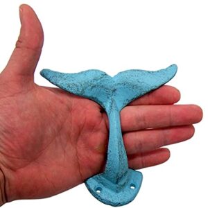 Cast Iron Whale Tail Wall Hooks, Assorted Colors, 5 Inches, Set of 3