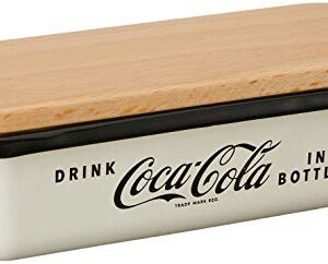 TableCraft's Coca-Cola Enamel Butter Dish with Lid 6.5 x 3 x 2.25", White